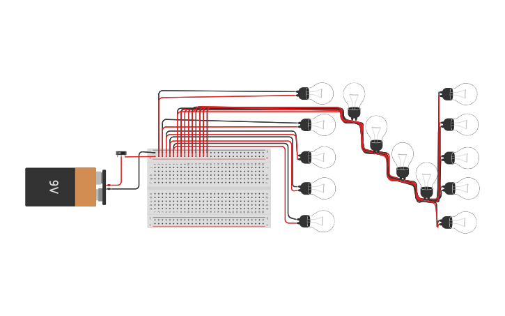 Circuit design Letra N en bombillos | Tinkercad