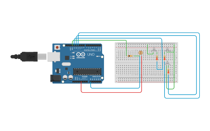 Circuit design Smart Street Light System - Tinkercad