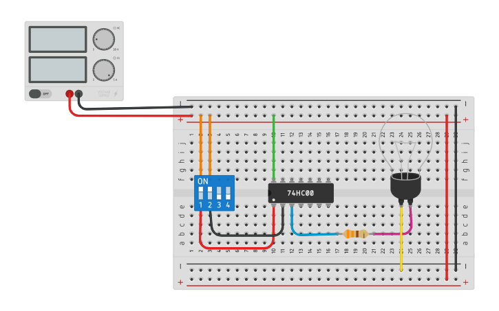 Circuit design compuerta NAND | Tinkercad