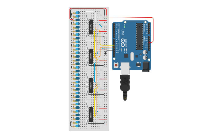 Circuit design 32 BIT SHIFT REGISTER - Tinkercad