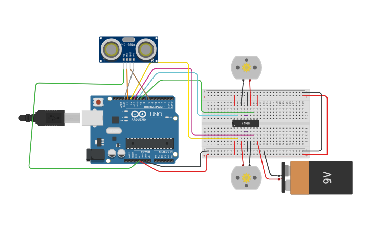 Circuit design Control De Dos Motores Con Arduino Y Puente H L293D - Tinkercad