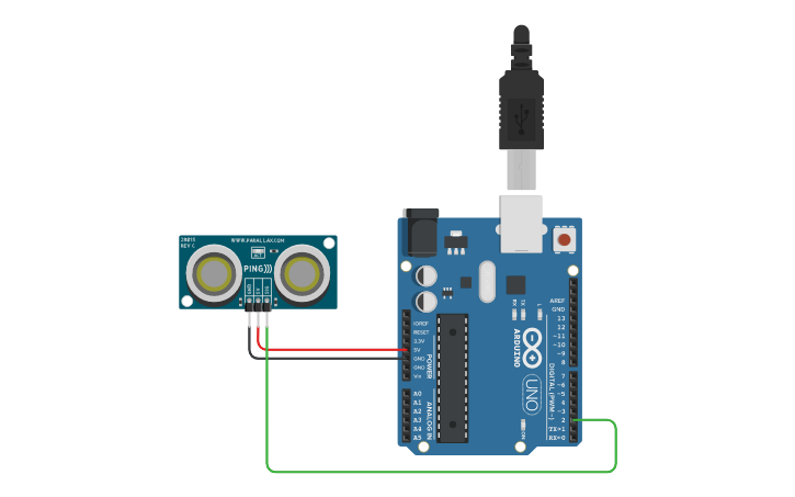 Circuit design Capteur ultrasons - Tinkercad