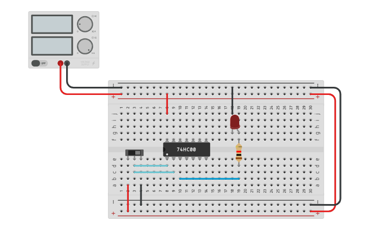 Circuit design Not Using NAND gate - Tinkercad