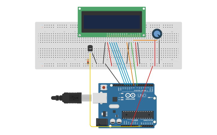 Circuit design thermometer - Tinkercad