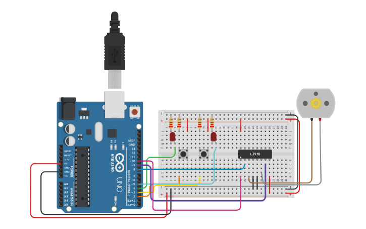 Circuit design Ascensor de dos pisos - Tinkercad