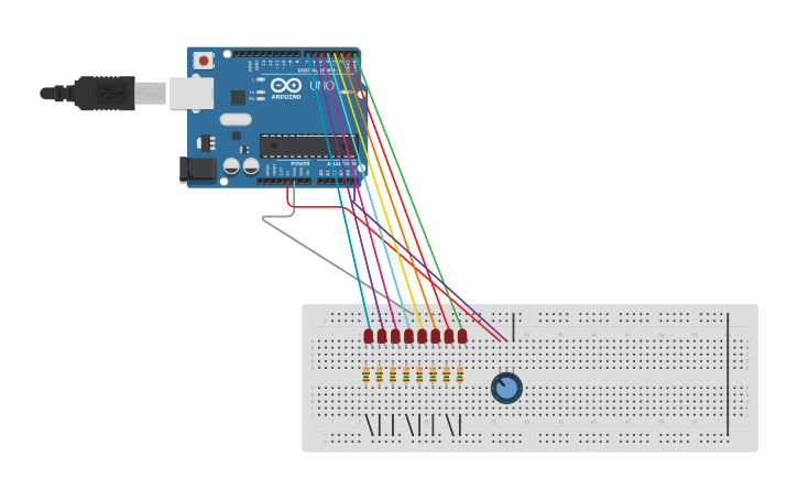 Circuit design Circuito LEDs - Tinkercad