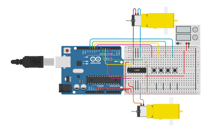 Circuit design 4.4.4.b.1.Control Two Hobby DC motors with L293 driver ...