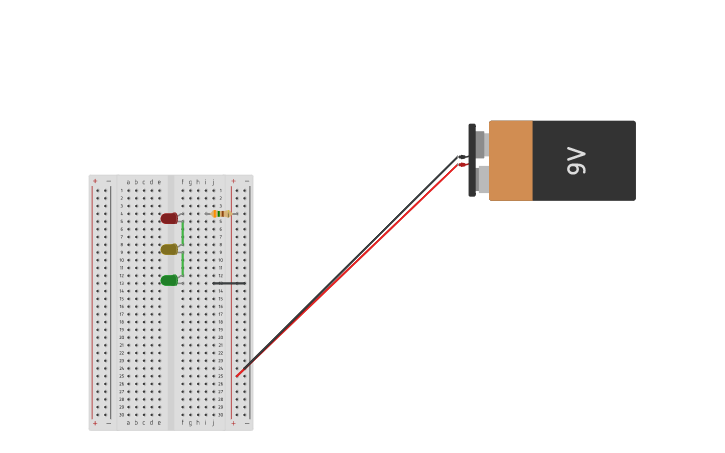 Circuit design Proyecto 3 leds - Tinkercad