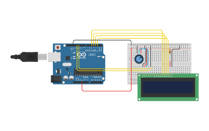 Circuit design 19b_LCD Display 1602 - Tinkercad