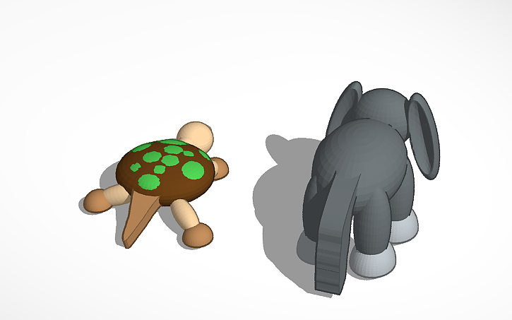 3D design Elephant and turtle | Tinkercad