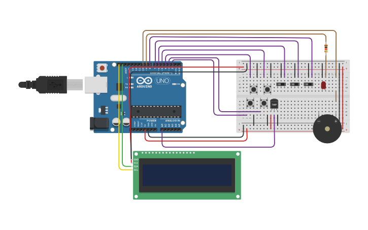 Circuit design Digital Clock Date Temperature - Tinkercad