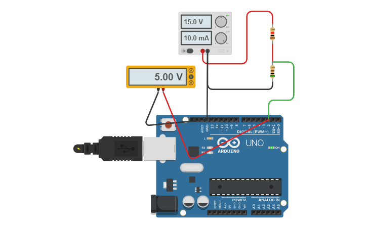 Circuit design DIVISOR DE TENSÃO - ARDUINO - Tinkercad