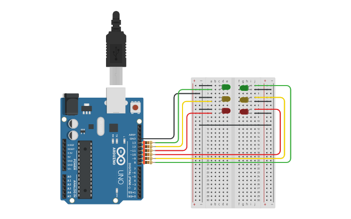 Circuit design Semáforo 2 - Tinkercad