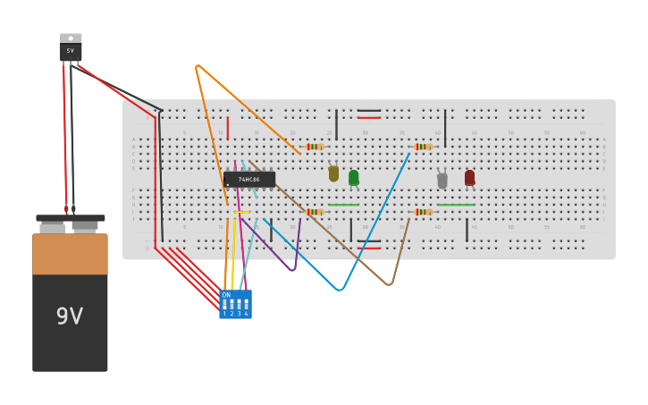 Circuit design Binary to Gray Code Conversion - Tinkercad
