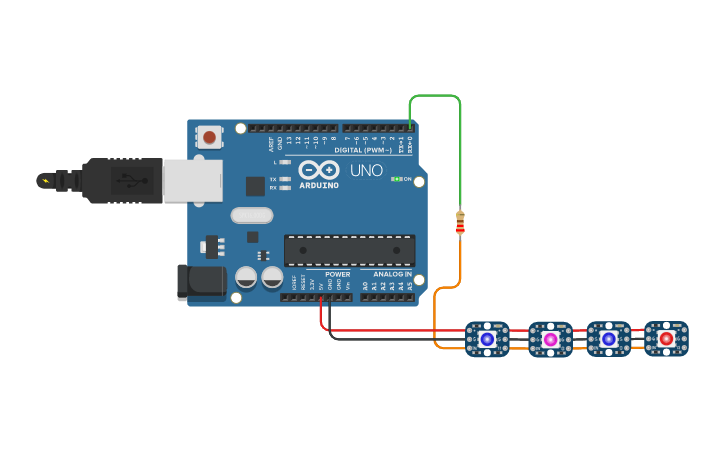 Circuit design Neopixel - Tinkercad