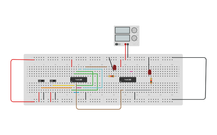 Circuit design Half adder using nand gate - Tinkercad