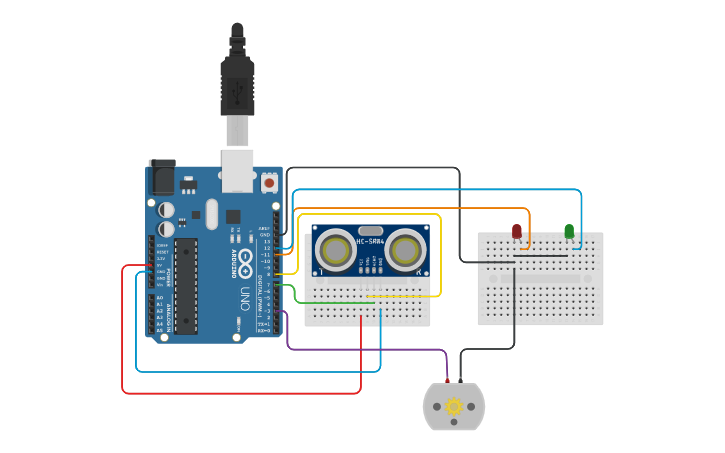 Circuit design circuito detector de obstáculos básico | Tinkercad