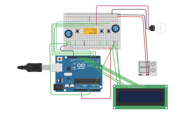 Circuit design Copy of Aula 6 - Ligar lâmpada com relê - Tinkercad Circuit design Copy of Aula 6 - Ligar lâmpada com relê - Tinkercad