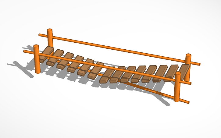 3D design Wooden Bridge - Tinkercad