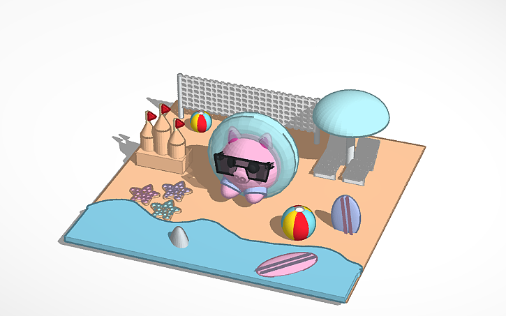 3D design Big Pig On A Beach Day | Tinkercad