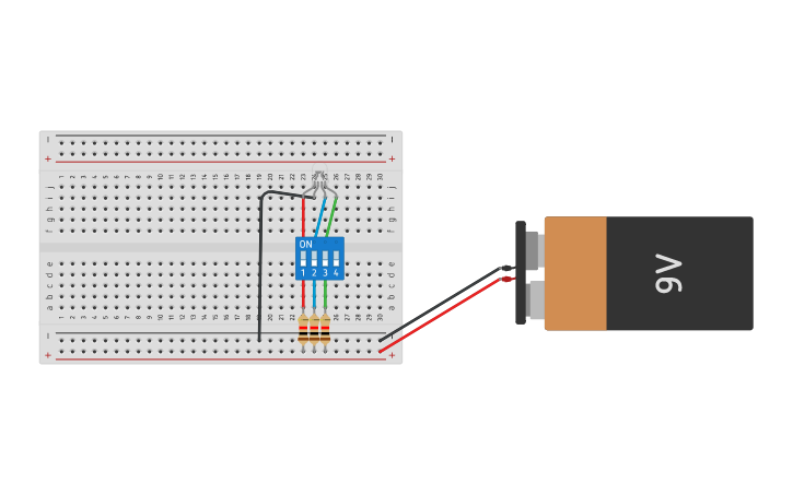 Circuit Design Rgb Led Using Dip Switch X4 Tinkercad