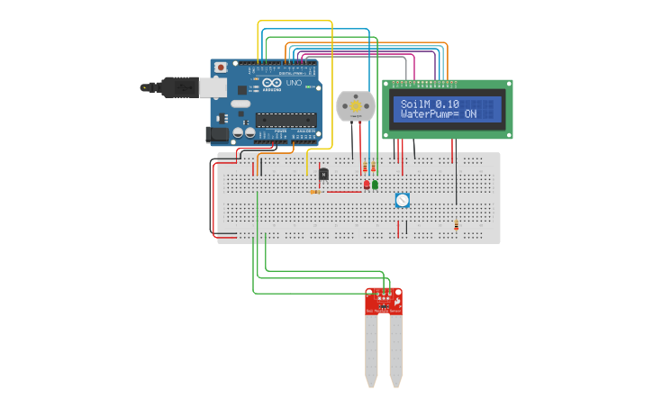 Circuit design Copy of Arduino Uno as Soil Moisture Sensor - Tinkercad