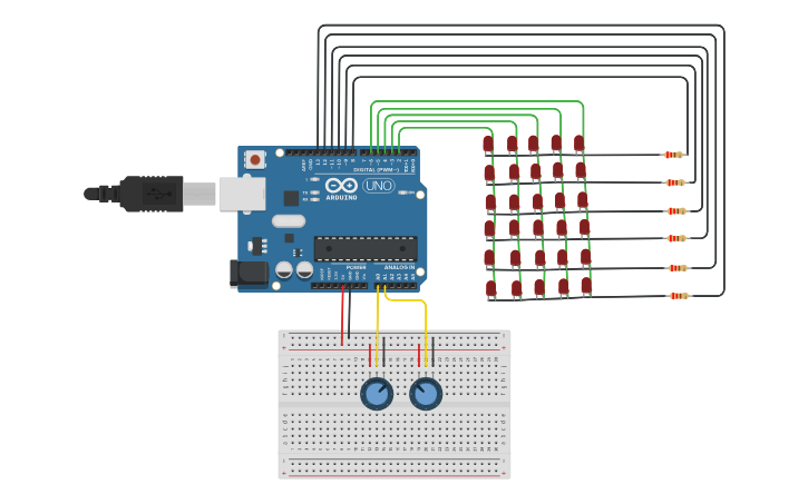 Circuit design Matriz de leds - Tinkercad
