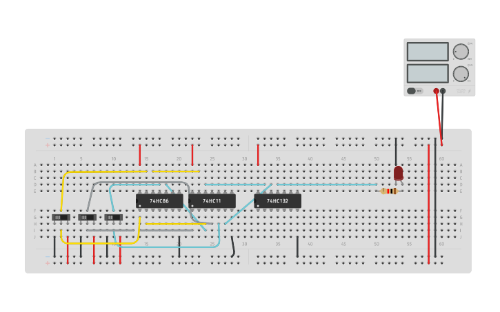Circuit design circuito logico 3 | Tinkercad