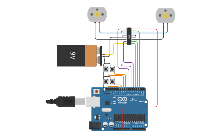 Circuit design L293D example | Tinkercad