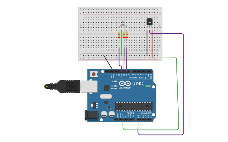 Circuit design analog temp sensor | Tinkercad Circuit design analog temp sensor | Tinkercad