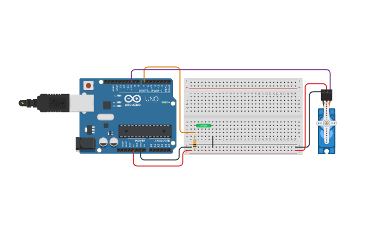 Circuit design Controlling Servo motor with tilt sensor - Tinkercad