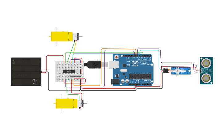 Circuit Design Obstacle Avoidance Tinkercad