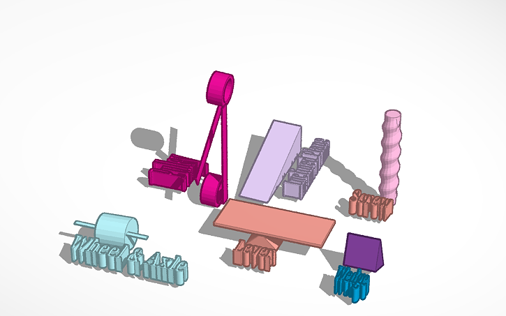 3D design 6 Simple Machines - Tinkercad