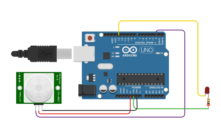 Circuit Design Human Detection Tinkercad