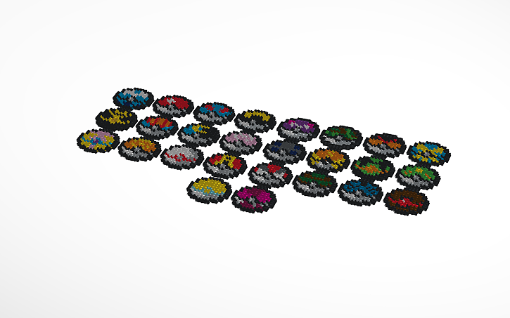 3D design All Pokeball Colors Pixel Art - Tinkercad
