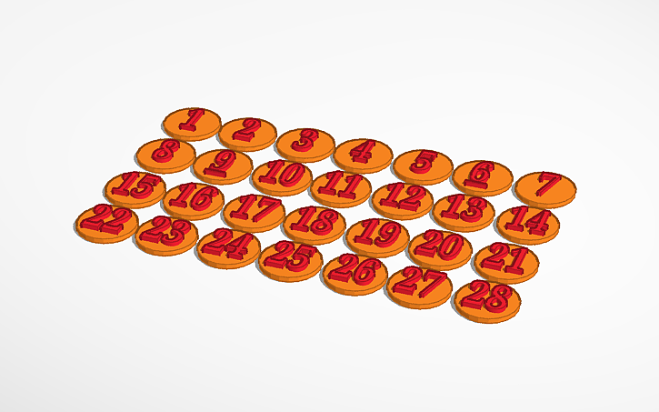 Tokens 1-28 25mm by stroztech | Download free STL model | Printables.com