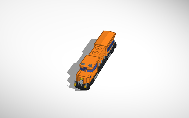 3D design diesel train with engine inside - Tinkercad