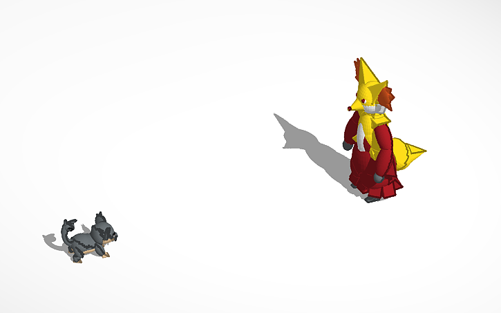 3D design Delphox and Alolan Rattata | Tinkercad