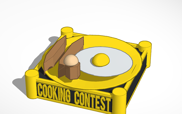 3D design cooking contest eggs and bacon with muffin | Tinkercad