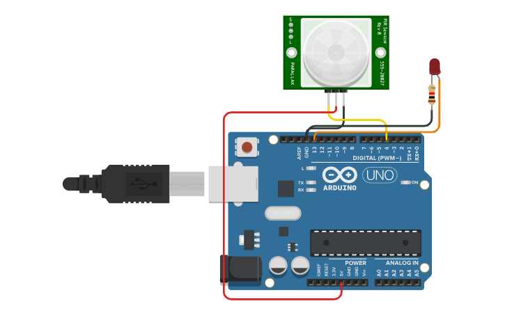 Circuit design PIR sensor 3/4/25 - Tinkercad