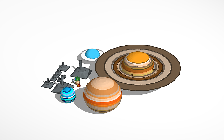 3D design 3D Printable Planet Toys (+stands) - Tinkercad