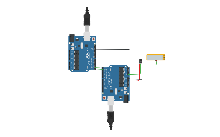 Circuit design Cxo Serial UART entre dois Arduinos | Tinkercad
