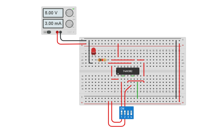 Circuit design AND GATE USING NOR GATE - Tinkercad