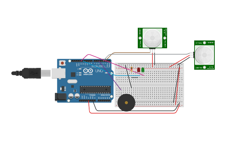 Circuit design Sensor de movimiento PIR - Tinkercad