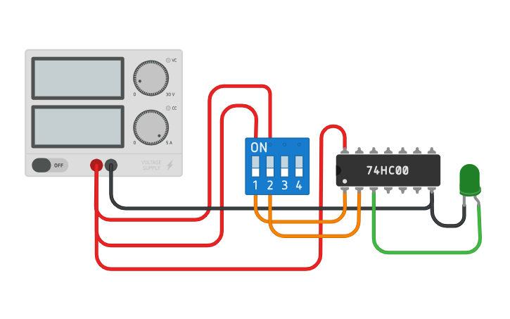 Circuit design NAND Gate Ic 7400 - Tinkercad