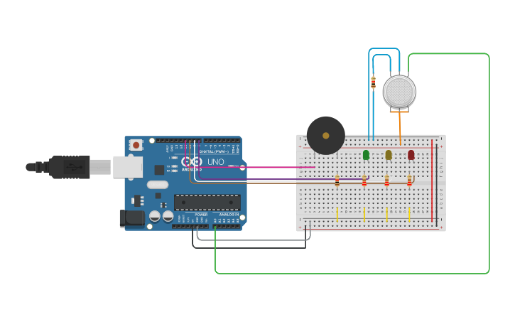 Circuit design sensor gas - Tinkercad Circuit design sensor gas - Tinkercad