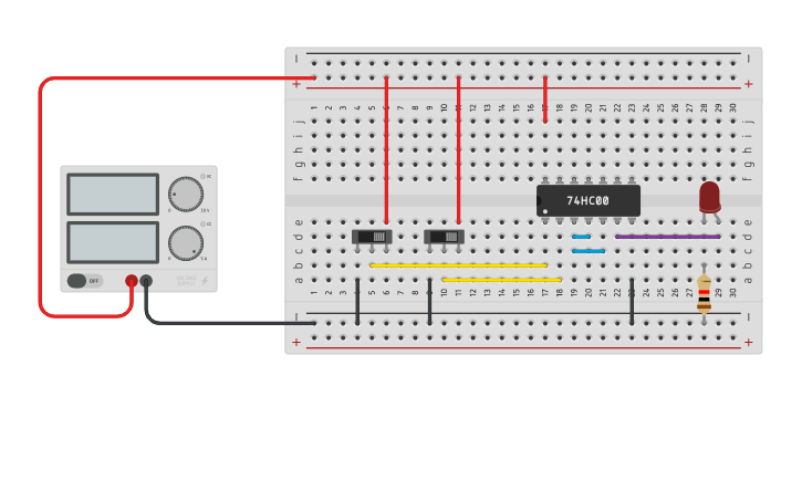 Circuit design AND gate using NAND gate | Tinkercad