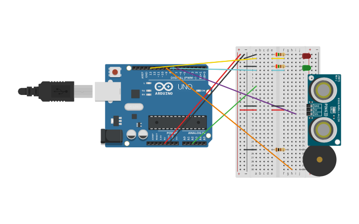 Circuit Design Car Distance Detection Tinkercad