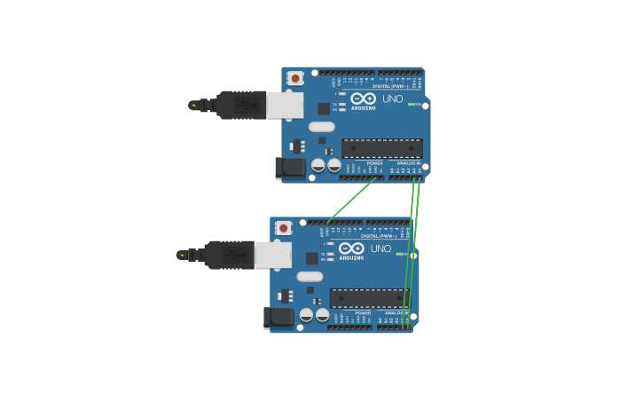 Circuit design i2c Master And Slave - Tinkercad