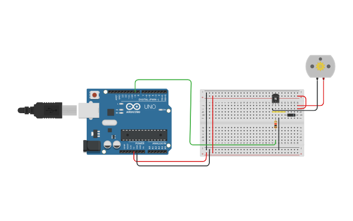 Circuit design CONTROLA LA VELOCIDAD DE UN MOTOR DC MEDIANTE SEÑALES PWM - Tinkercad